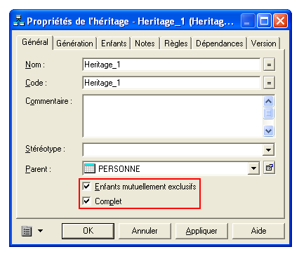 Héritage avec partition - PowerAMC